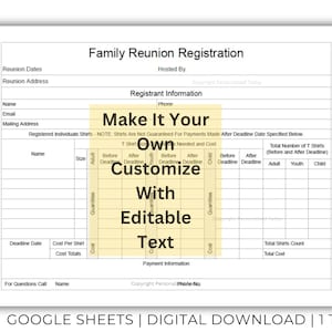 Family Reunion Registration Form Reunion Event Planner Google Sheets ...