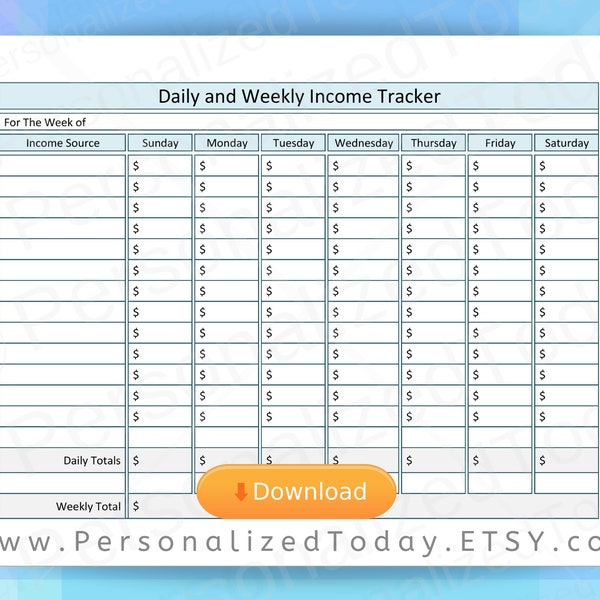 Income Tracker Printable - Etsy