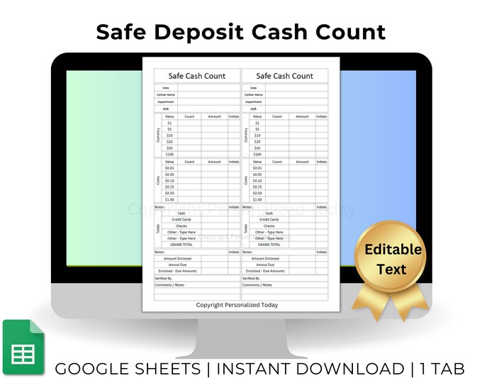 Cash Breakdown Card Printable Teller Sheet Printable Tell Slips, Cash ...