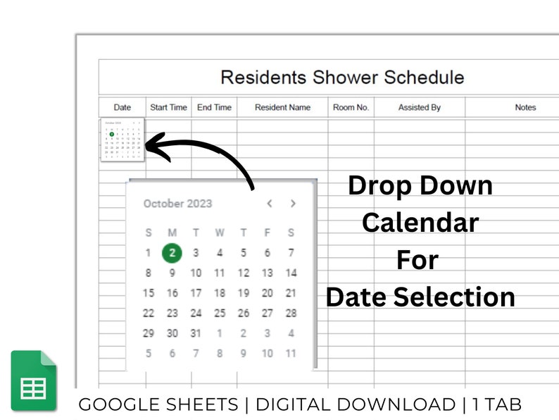 Google Sheets ADL Nursing Home Shower Schedule Text Fillable / Text ...