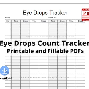 Printable Eye Drops Tracker Fillable and Print and Write PDF - Etsy