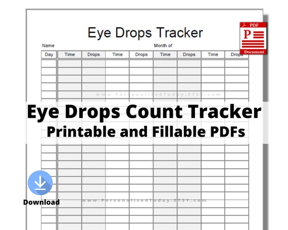 Printable Eye Drops Tracker Fillable and Print and Write PDF - Etsy