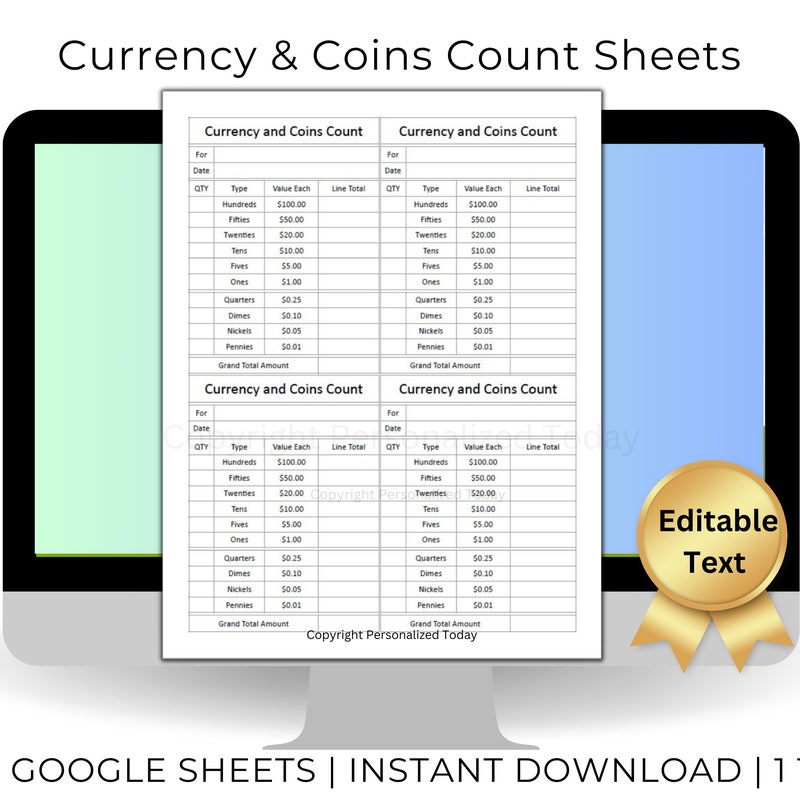 Cash Count Sheet - Etsy