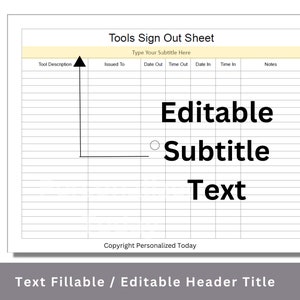 Google Sheets Tools Sign Out Sheet Template Text Fillable / Text ...