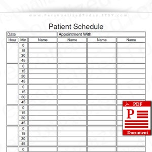 Patient Appointments Schedule Fillable and Printable PDF - Etsy