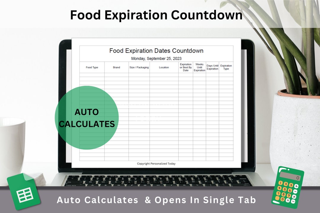 Google Sheets Food Expiration Dates Tracker Text Fillable / Text ...
