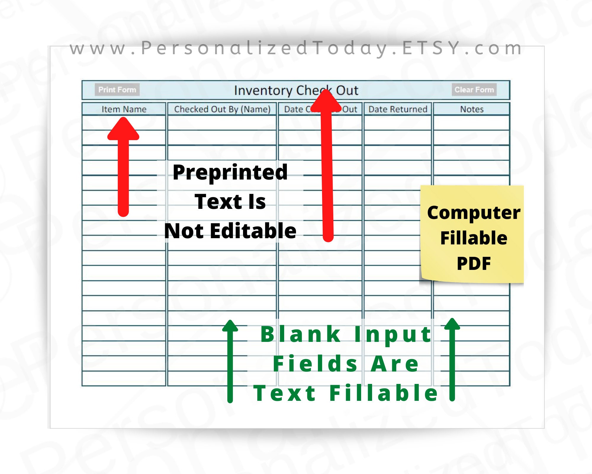 Inventory Sign Out Sheet Checkout Form Print and Write And - Etsy México
