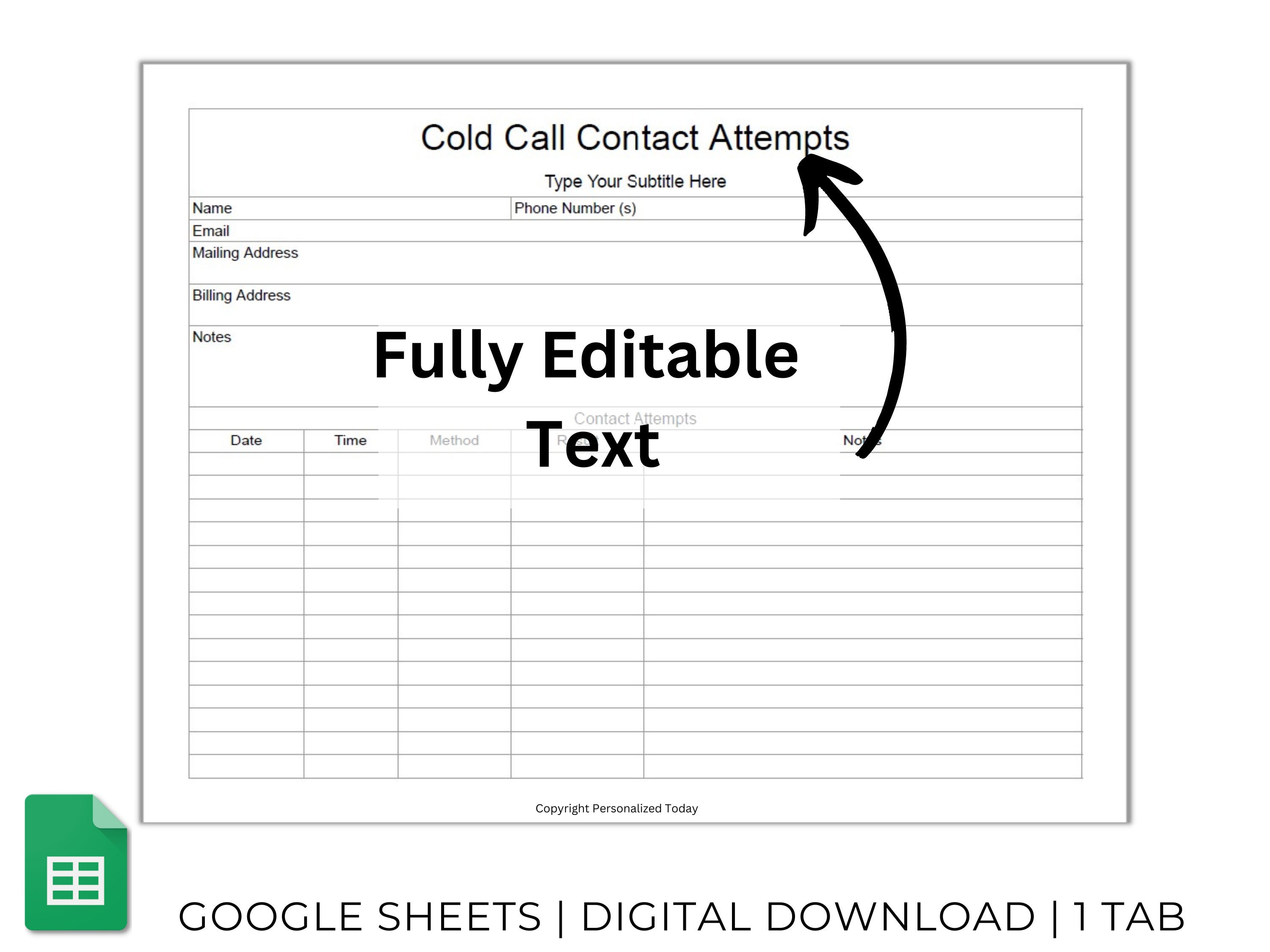 Google Sheets Follow up Calls Tracker - Sales Calls Sheet - Prospect ...