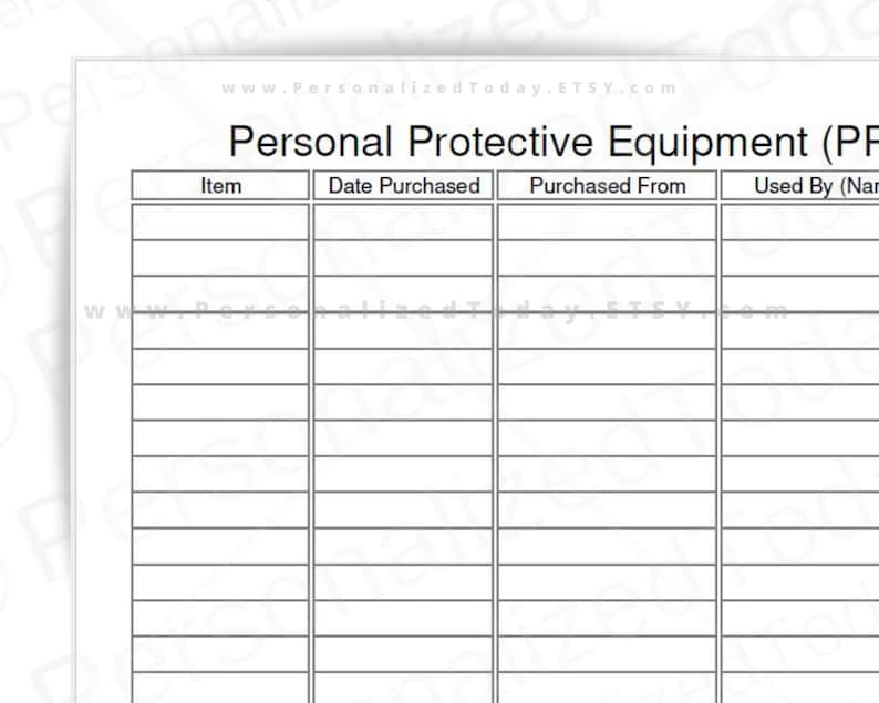 Personal Protective Equipment Ppe Register Template at Ada Tawney blog
