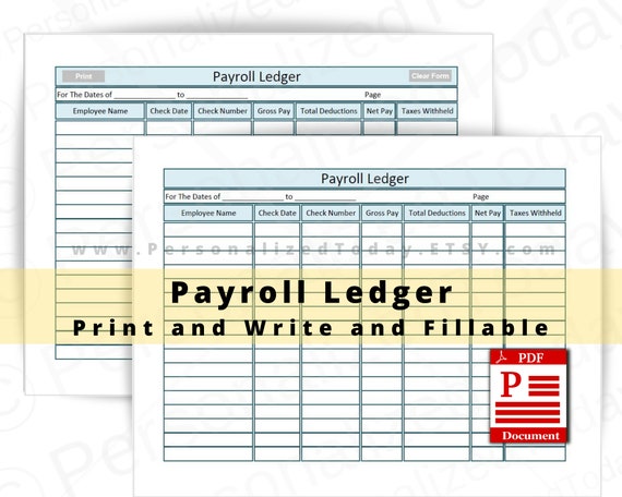 Payroll Ledger With Fillable Blank Text Fields Printable | Etsy Canada