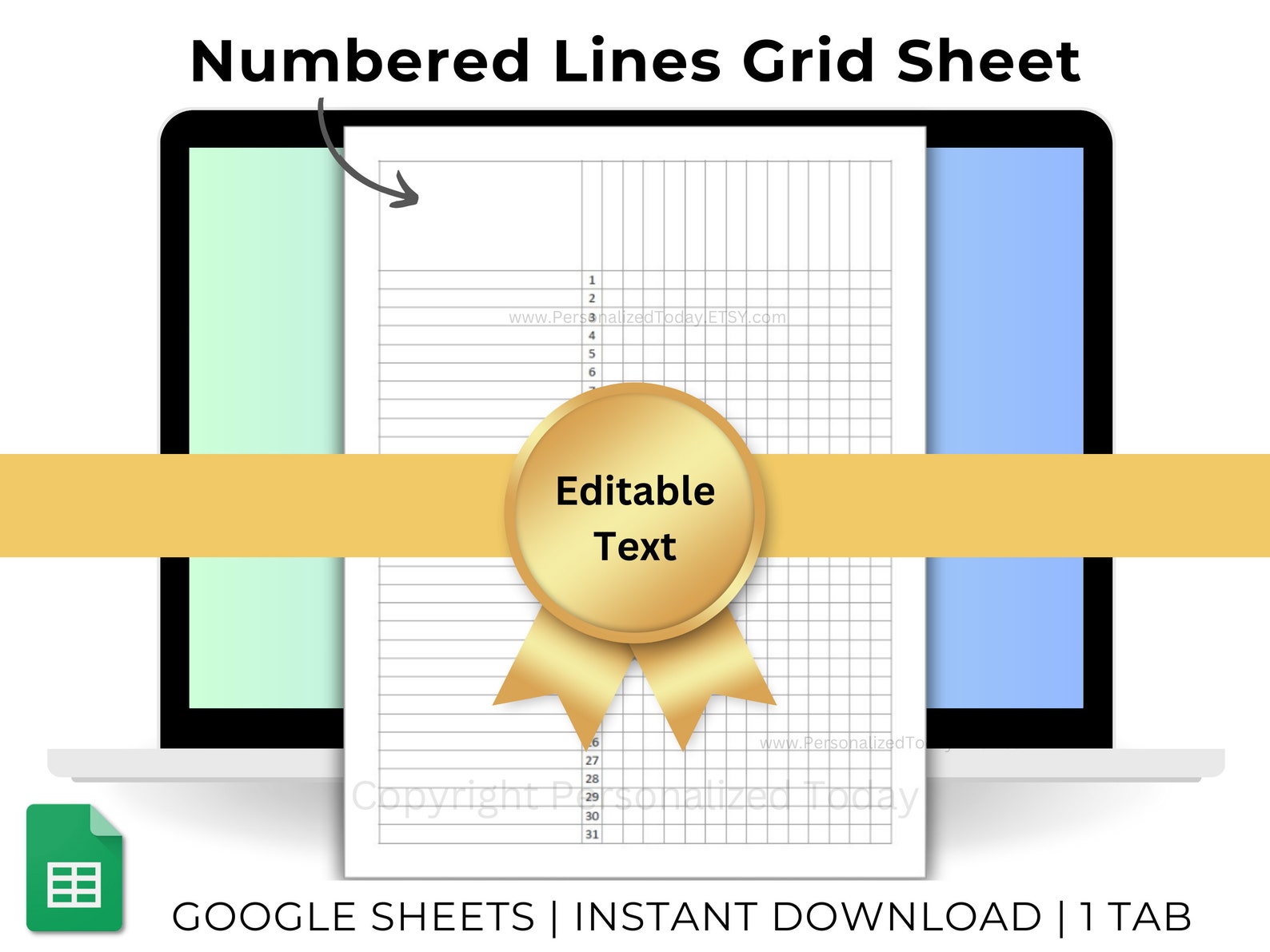Google Sheets Blank Monthly Grid Chart - Attendance or Grades Tracker ...