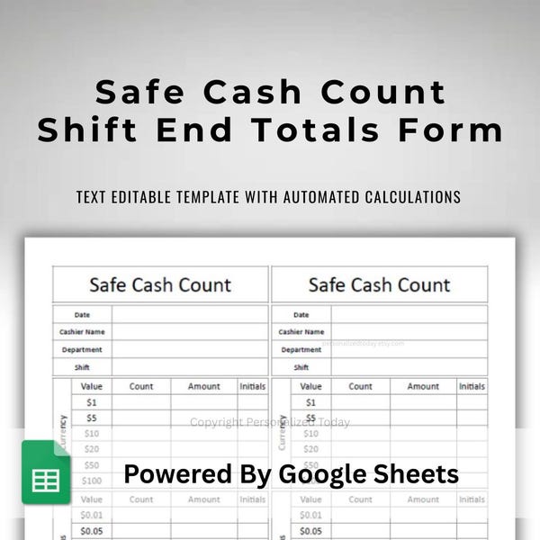 Safe Count Sheet - Etsy
