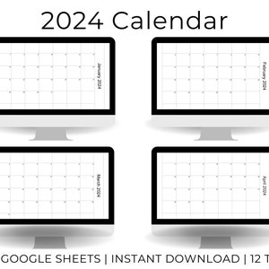Google Sheets 2024 Monthly Calendars Text Fillable / Text Editable ...