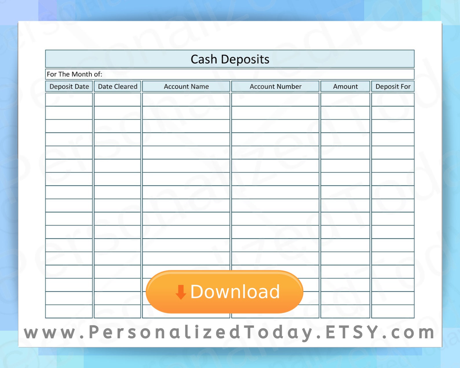 Printable Bank Cash Deposits and Withdrawals Tracker 3 Pdfs | Etsy