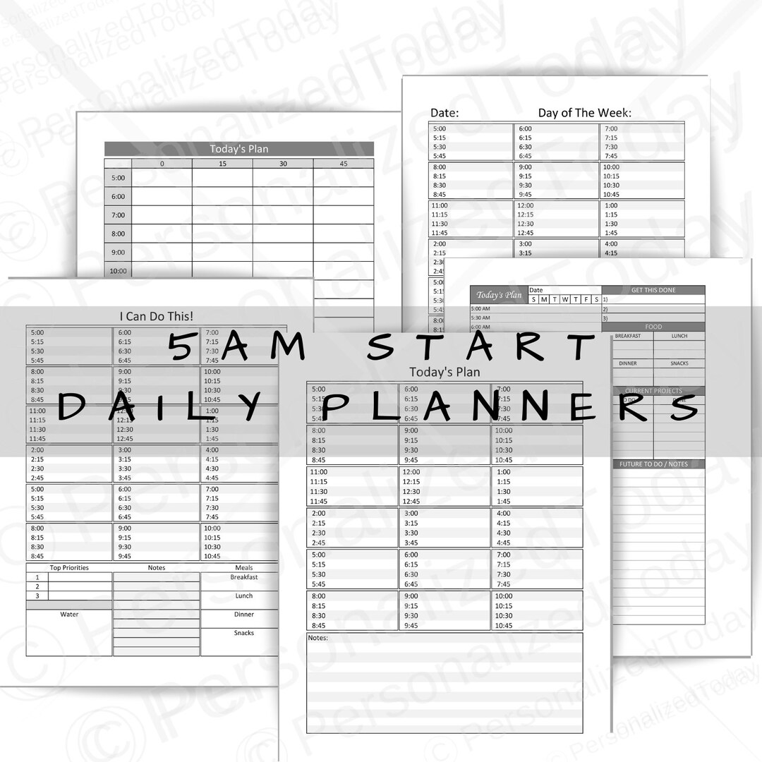 Digital Download PDF 5 AM Start Weekly Printable Schedule - Etsy