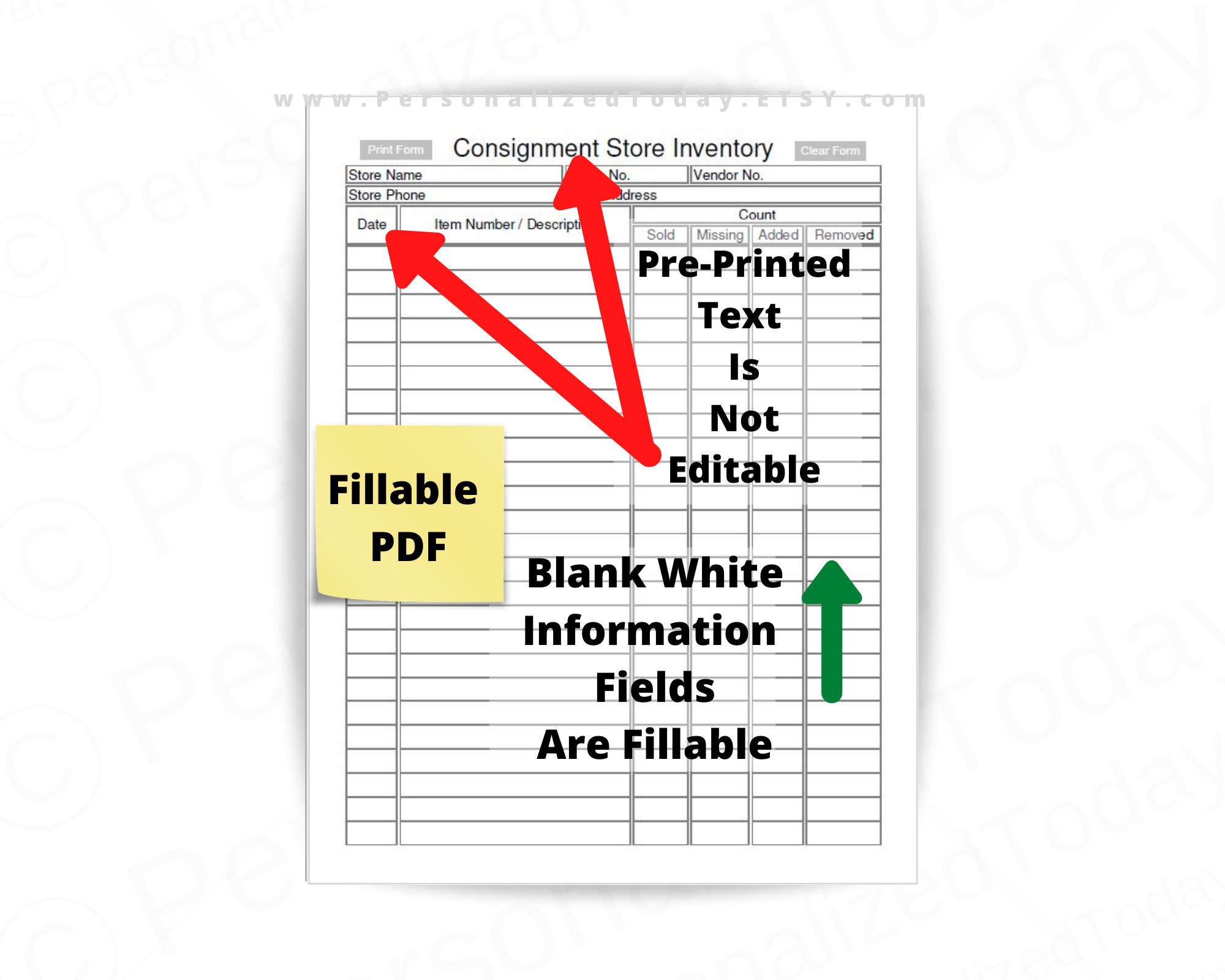 Consignment Store Inventory Tracker Printable and (Instant Download) - Etsy