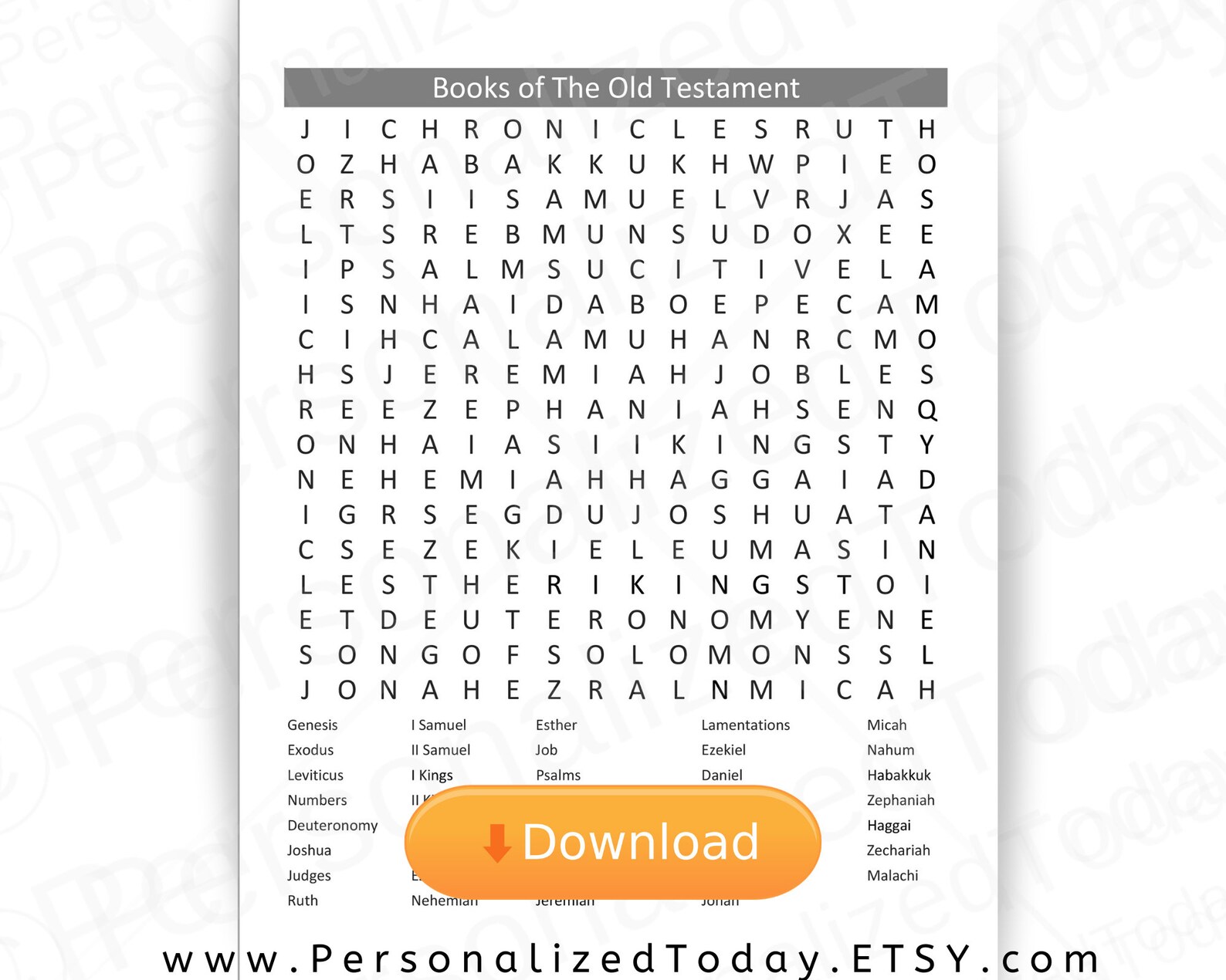 Old Testament Books of the Bible Word Search Puzzle Printable | Etsy
