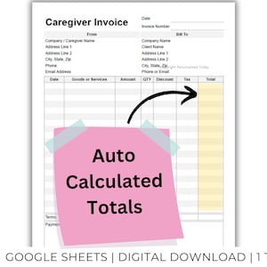 Google Sheets Home Care Invoice - Assisted Living Receipt - Caregiver ...