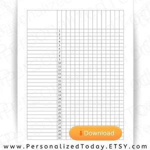 Empty Blank Square Grids Monthly Tracker US Letter Size Vertical Use ...