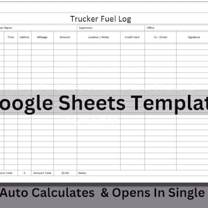 Trucker Fuel Log Template for Google Sheets Editable Spreadsheet ...