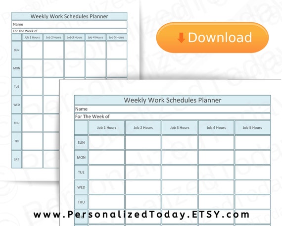 Multiple Jobs Work Schedule Employment Hours Tracker Print and - Etsy