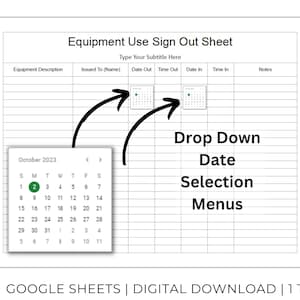 Equipment Use Sign Out Sheet for Equipment Borrowing Dates and Times ...