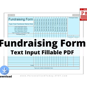 15 Slots Printable Fundraising Form PDF Digital Download With - Etsy