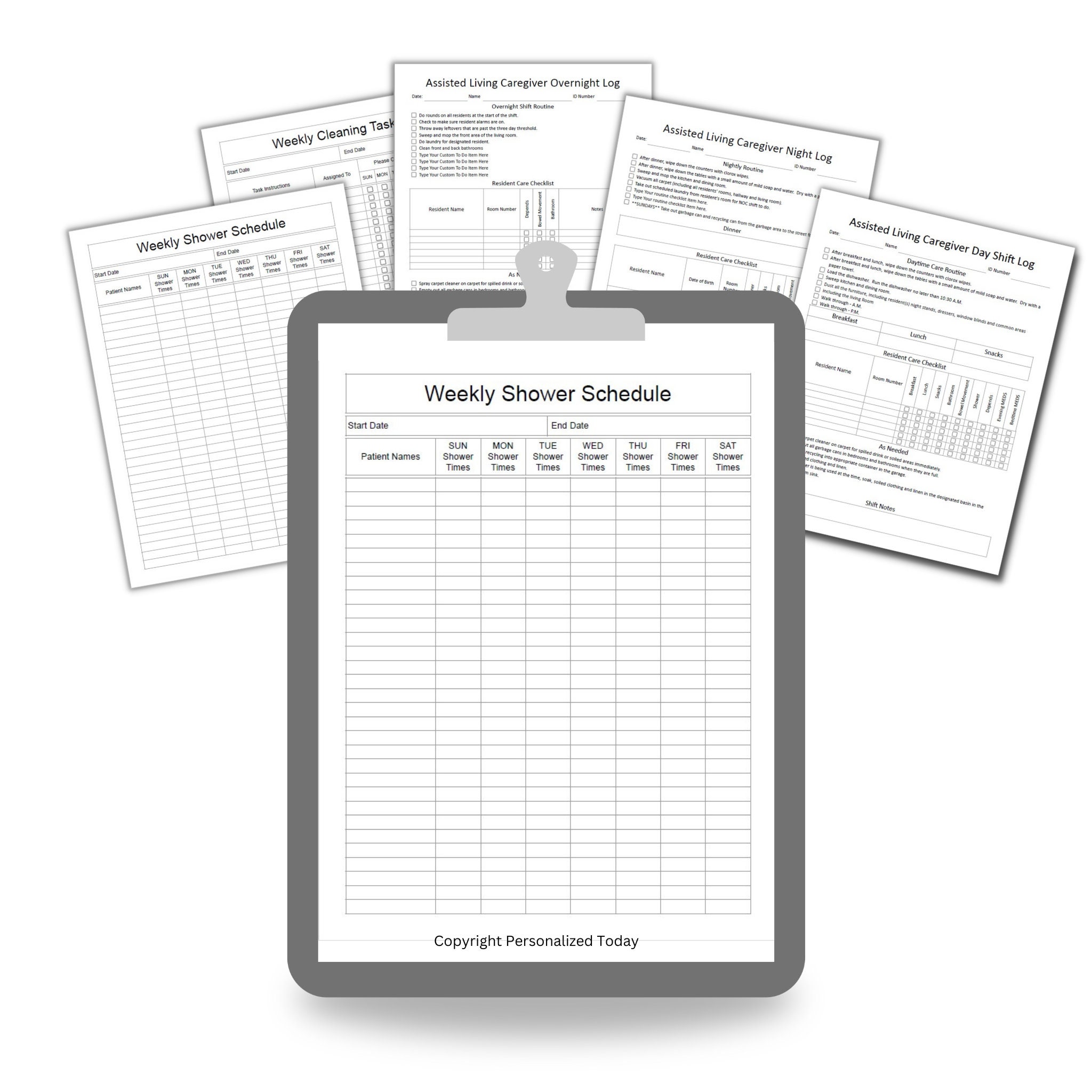 Text Editable Assisted Living Shift Duties Bundle 5 Google Sheets ...