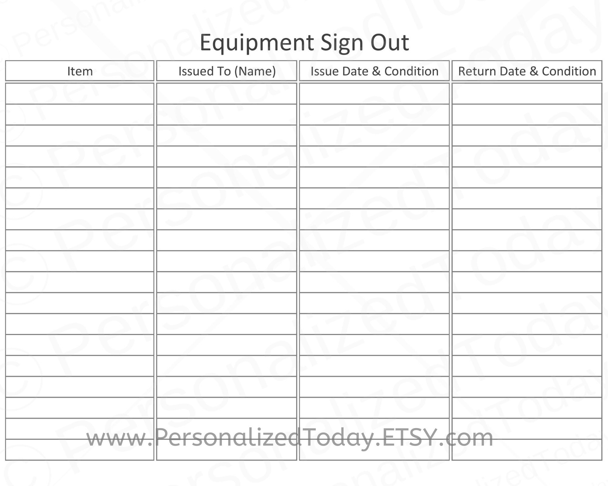 Printable Equipment Sign Out Sheet PDF Digital Download US | Etsy Canada
