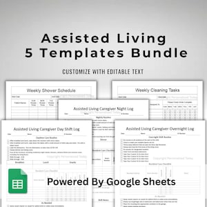 Text Editable Assisted Living Shift Duties Bundle 5 Google Sheets ...