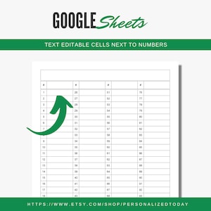 Blank Spreadsheet Columns Chart With Numbers Google Sheets 1 - 1000 ...