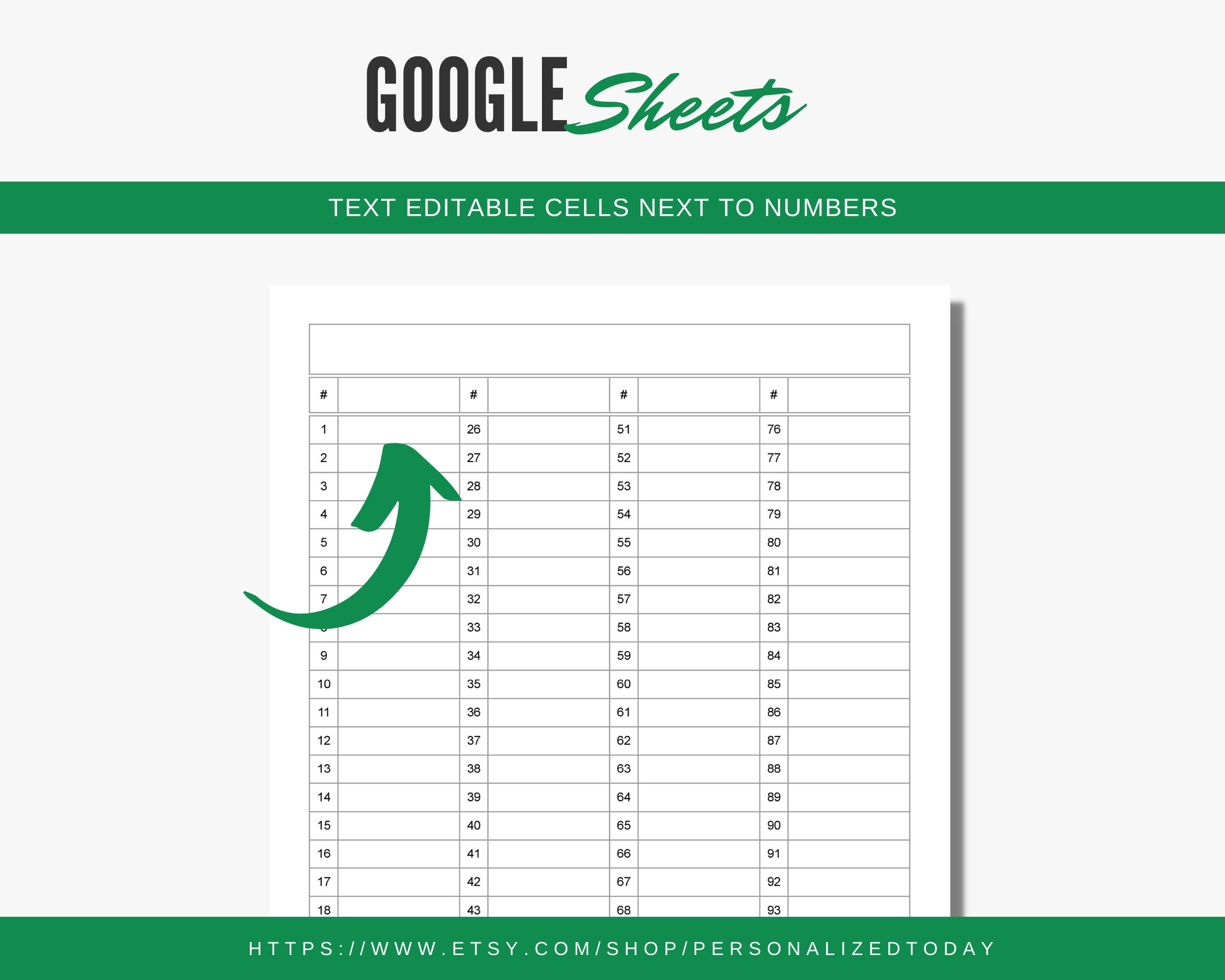 Blank Spreadsheet Columns Chart With Numbers Google Sheets 1 - 1000 ...