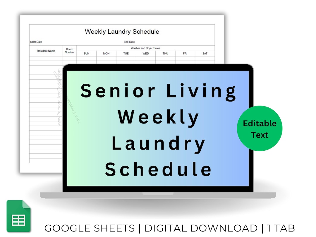 Google Sheets Senior Living Facility Weekly Laundry Schedule Template ...
