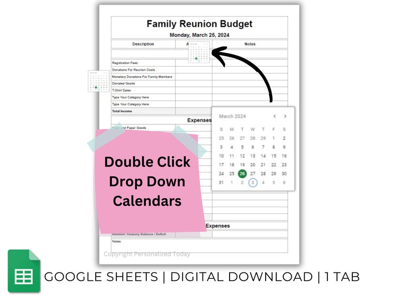 Family Reunion Budget Planner Family Get Together Dues and Costs ...
