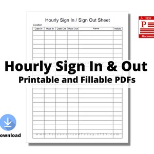 Printable Hourly Sign in and Out Sheet Print and Write and - Etsy