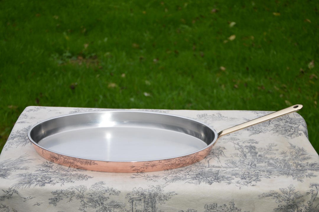 Massive Swiss Copper Steel Lined Skillet Fish Pan Frying Pan Cast ...