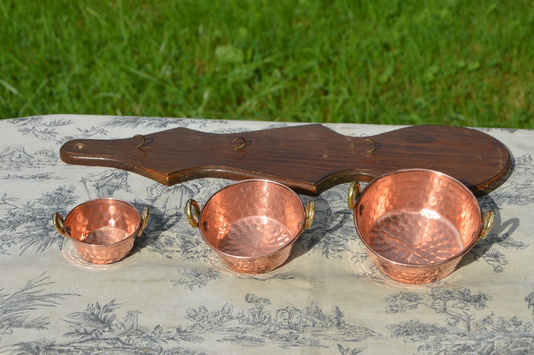 Small Trio Vintage Copper Jam Pans Little Jam Servers Marmalade ...