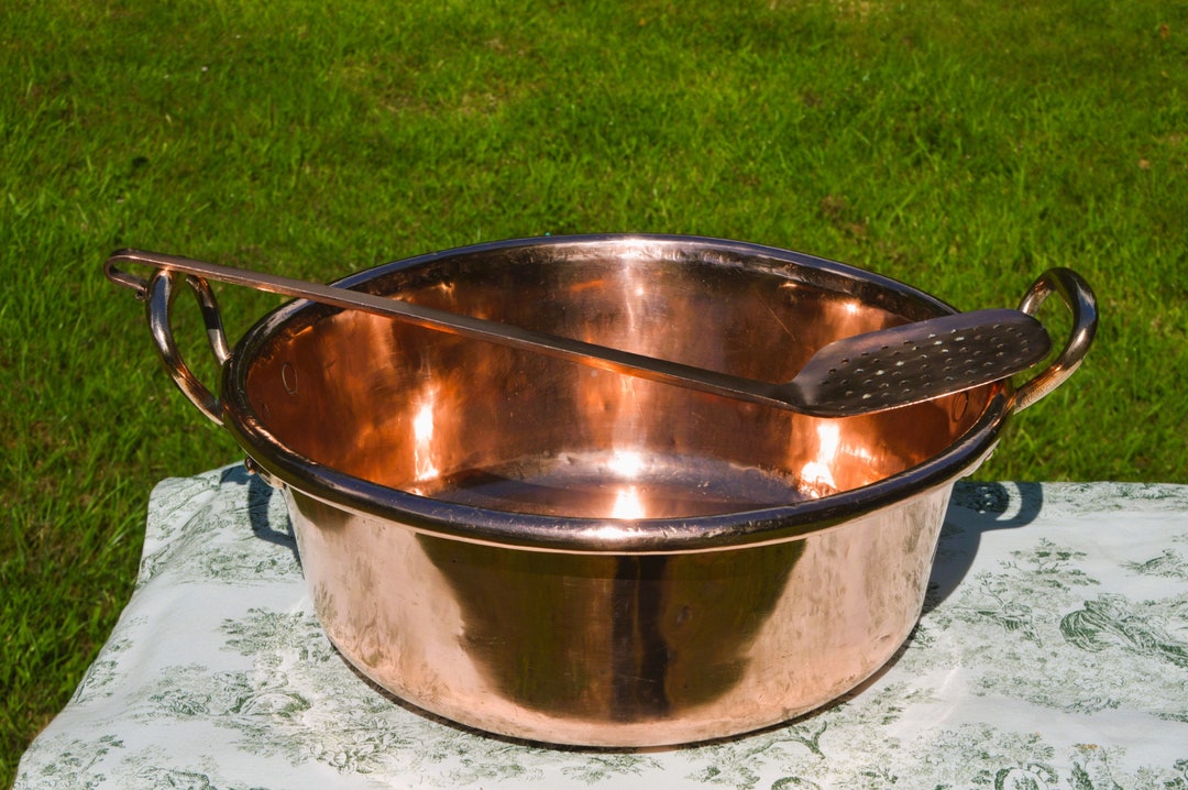 Jam Pan Antique Copper Professional Jelly Pan and Ecumoire 40.5cm ...