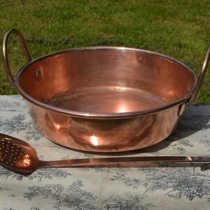 Jam Pan Antique Copper Professional Jelly Pan and Ecumoire 40cm Rolled ...