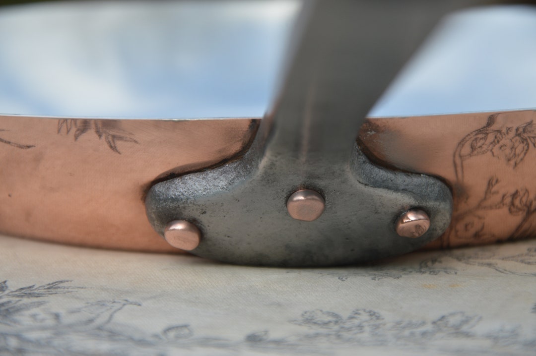 Frying Pan New Tin Vintage Copper Villedieu 1.3mm French Skillet 26cm ...