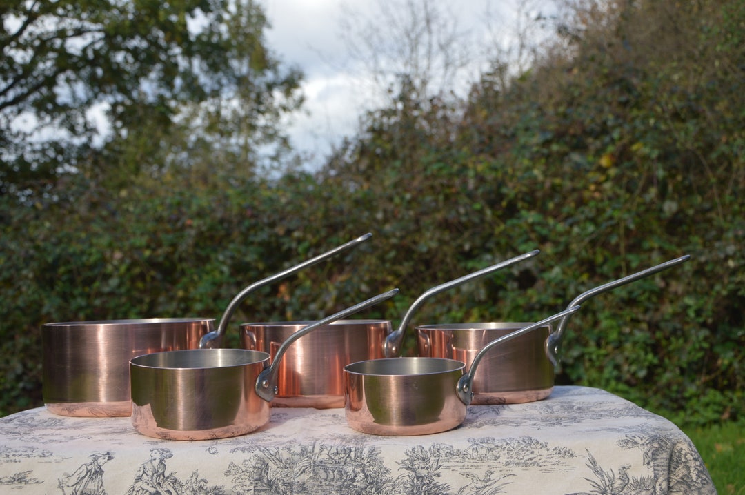 Bourgeat Copper Pans Vintage French 2mm Five Graduated Commercial ...