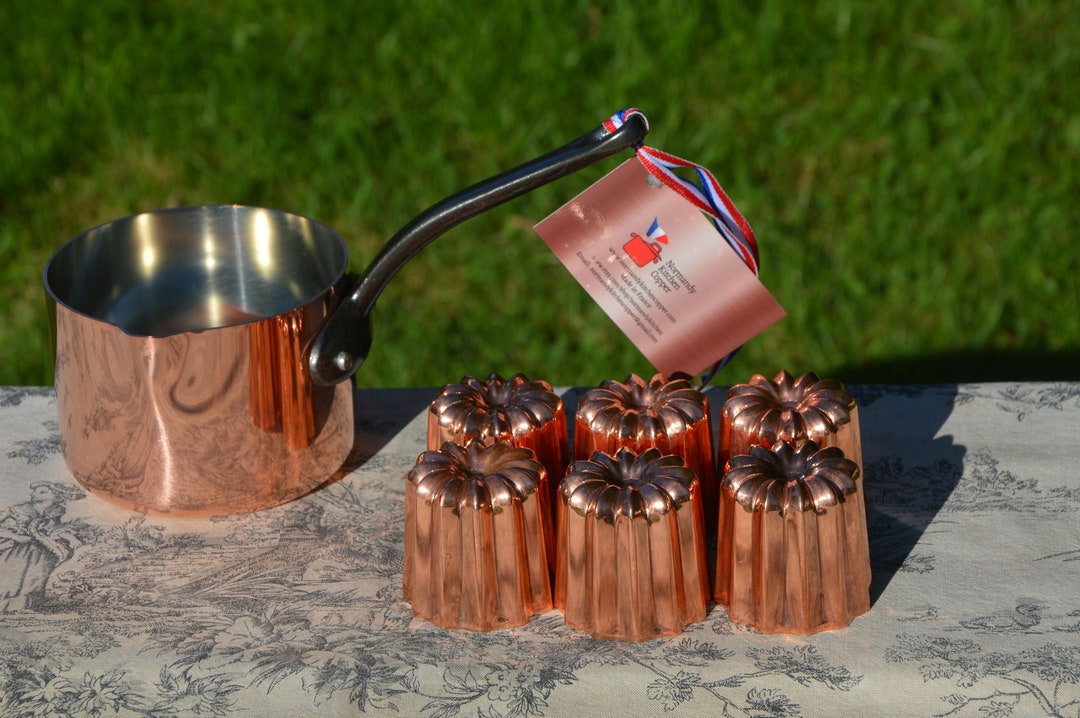 6 Six Copper Caneles Large NKC 5.5 Cm 2 1/8" + Canelés Butter Pan Set ...