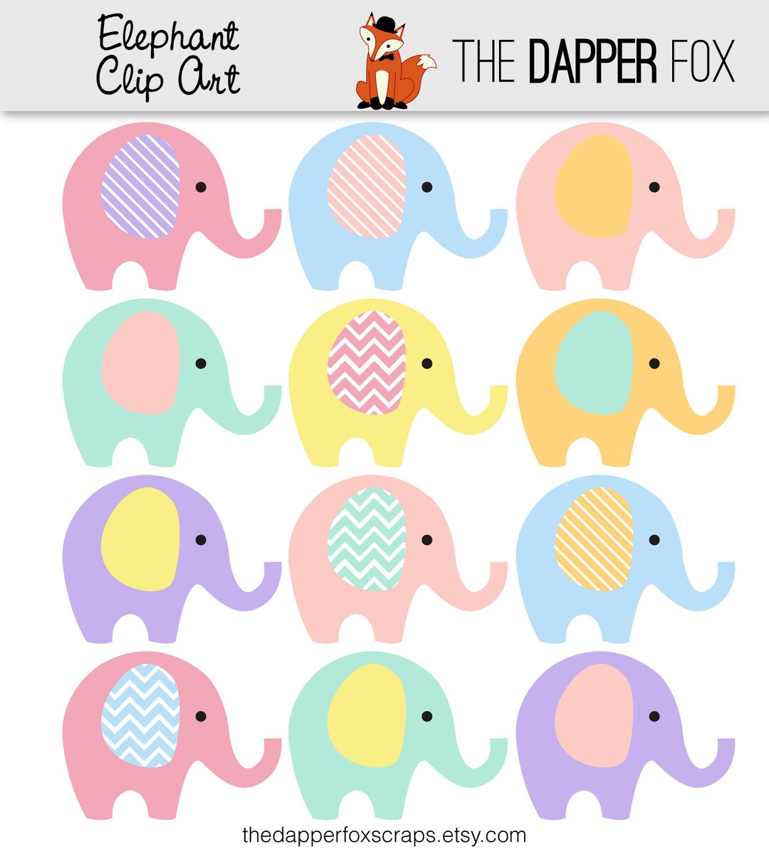 Pastel Elephant Clip Art Easter, Baby Shower, Baby Boy, Baby Girl ...