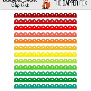 Rainbow Polka Dot Scalloped Border Digital Clip Art INSTANT DOWNLOAD 36 ...