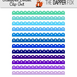 Rainbow Polka Dot Scalloped Border Digital Clip Art INSTANT DOWNLOAD 36 ...