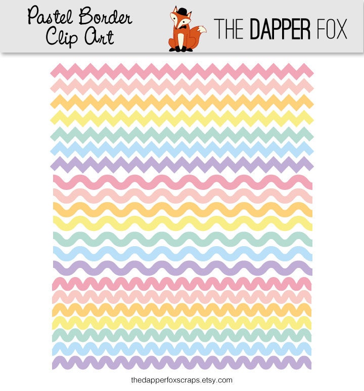 Pastel Border Ribbon Digital Clip Art in Chevron Stitched Zig Zag Ric ...