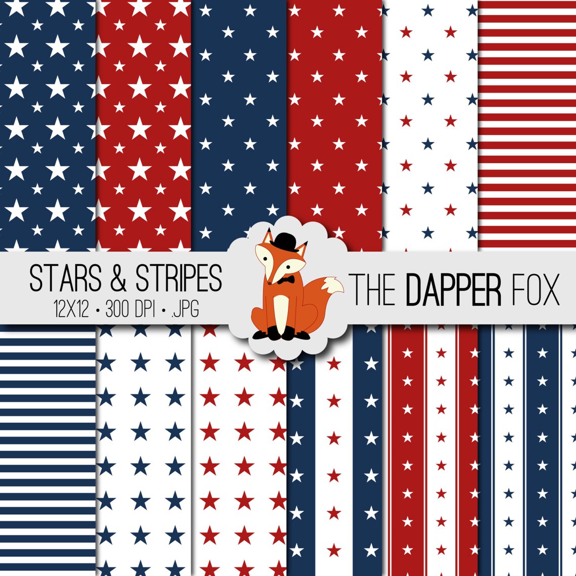 Stars and Stripes Digital Paper Pack INSTANT DOWNLOAD - Etsy
