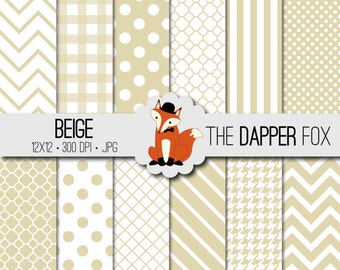 INSTANT DOWNLOAD Digital Paper Pack: Bone Beige White Dots Stripes ...