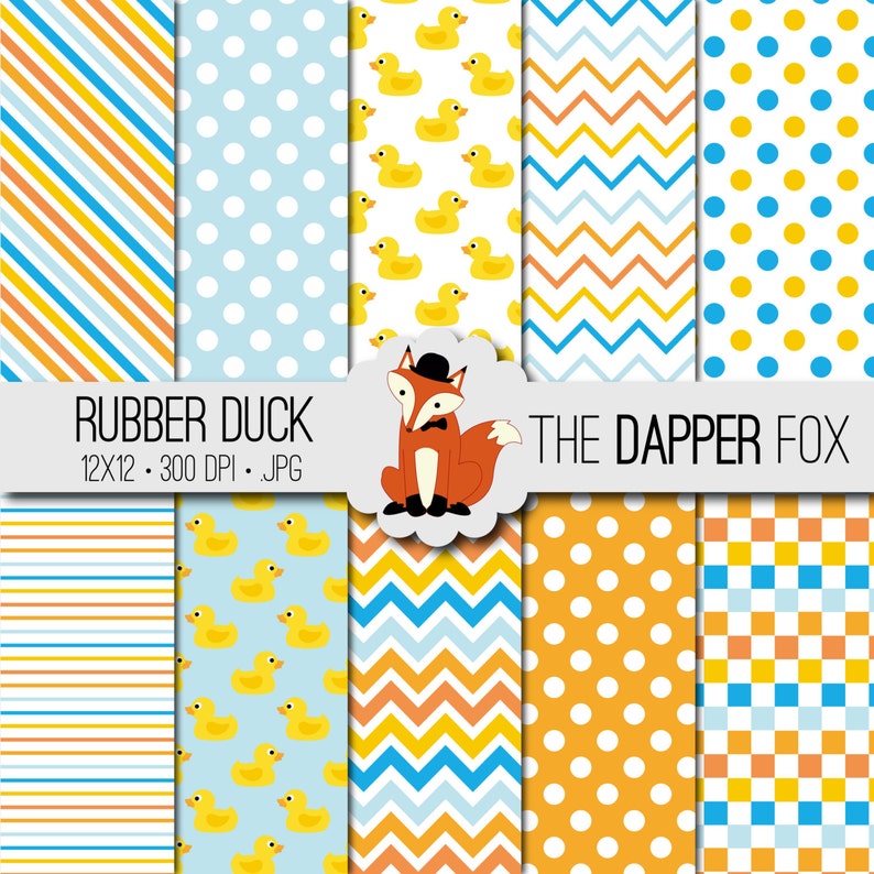 Rubber Duck Digital Paper Pack INSTANT DOWNLOAD 12x12 Baby Shower ...