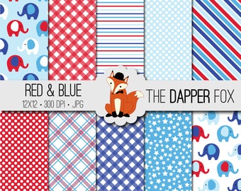 Navy and Grey Baby Elephant Digital Paper Pack INSTANT | Etsy